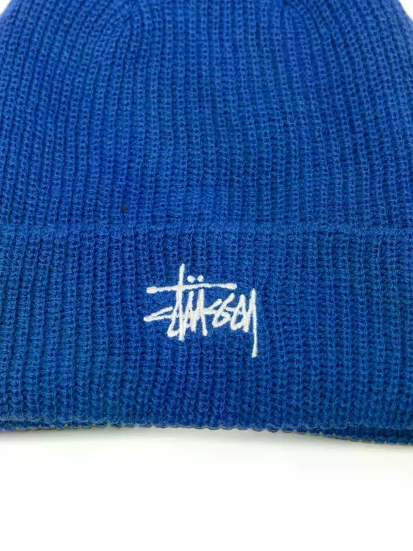 StÜssy Logo-embroidered Ribbed-knit Beanie Hat