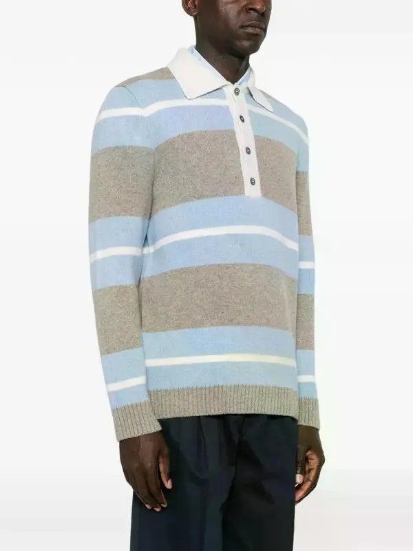 AMARANTO Striped Button-fastening Polo Shirt