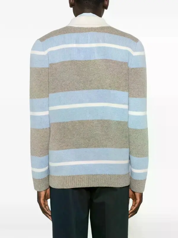 AMARANTO Striped Button-fastening Polo Shirt