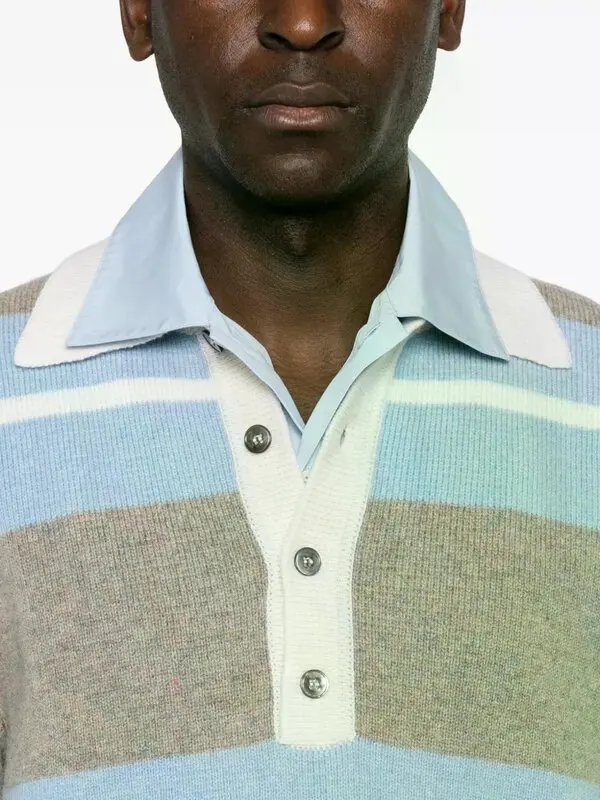 AMARANTO Striped Button-fastening Polo Shirt