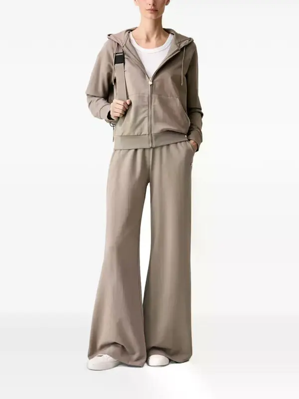 EA7 Logo-plaque Wide-leg Track Pants - Neutrals