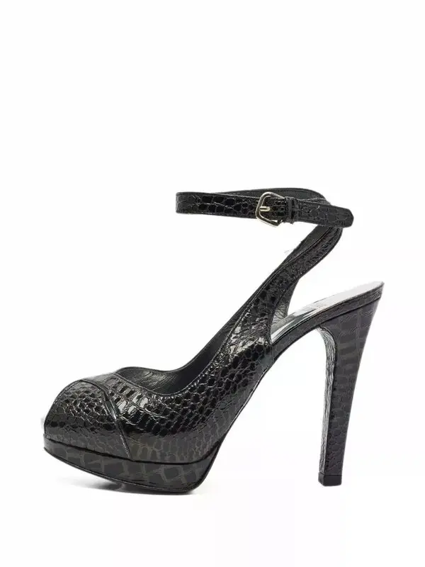 STUART WEITZMAN Python-embossed Peep-toe Pumps