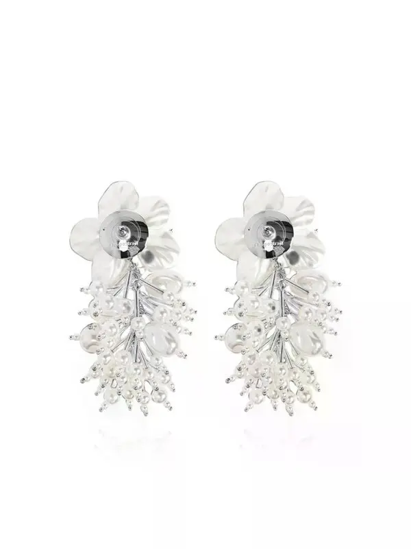 SELF-PORTRAIT Pearl Flower Beaded Cluster Earrings
