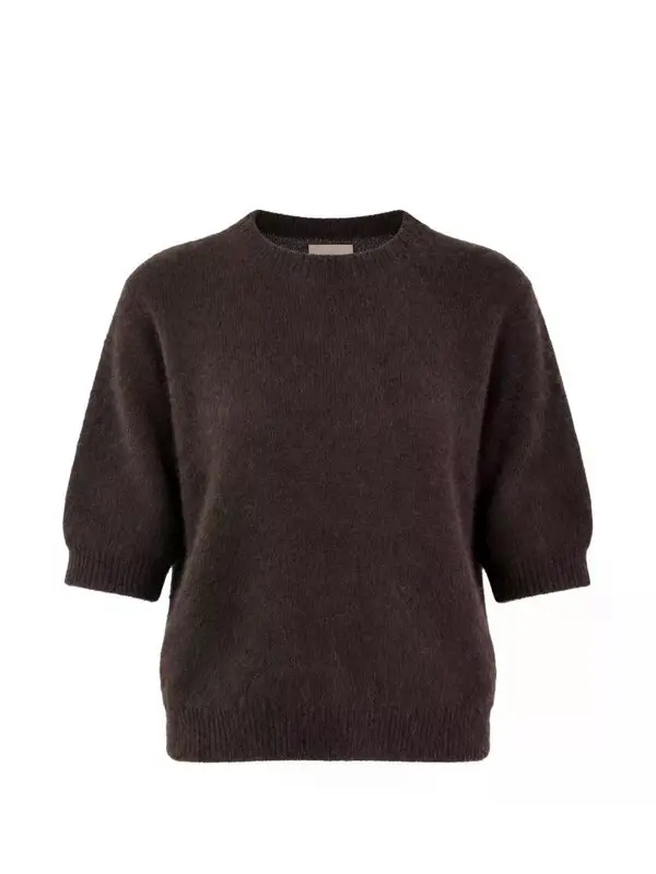 ROBERTO COLLINA Short-sleeve Knitted Sweater - Brown