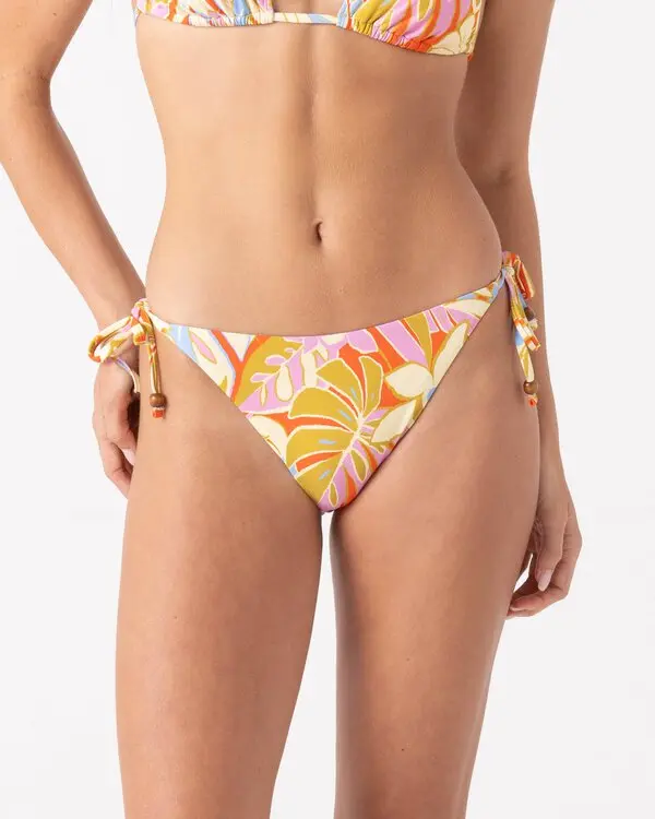 Roxy Tropicool Scoop Tie Side Cheeky Bikini Bottom - Orngmult