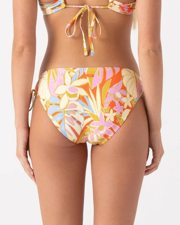 Roxy Tropicool Adjustable Side Tie Hipster Full Bikini Bottom - Orngmult