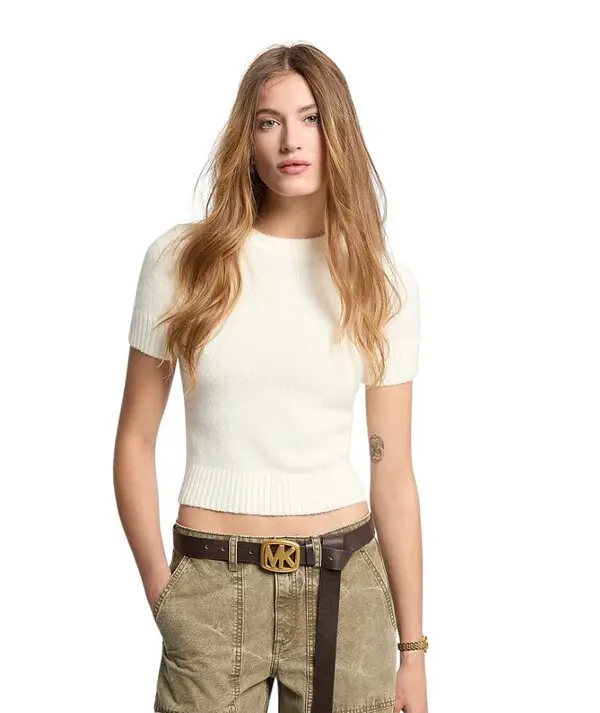 Michael Kors Knit Short-sleeve Sweater - Bone
