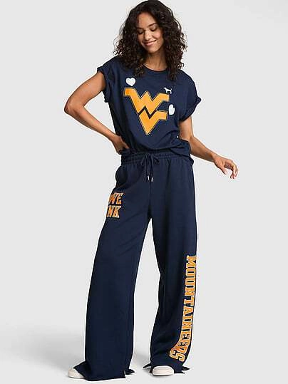 Pink College Collection Campus Fleece™ Bling Wide-leg Sweatpants - Blue