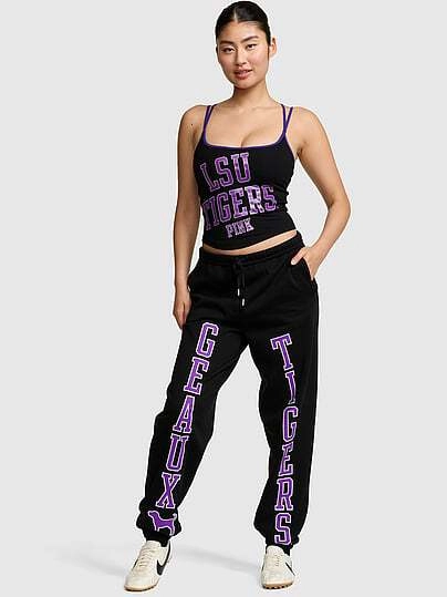 Pink College Collection Campus Fleece™ Bling Sweatpants - Black