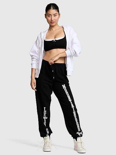 Pink College Collection Campus Fleece™ Bling Sweatpants - Black