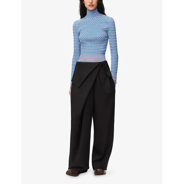 Loewe Draped Wide-leg Wool Trousers