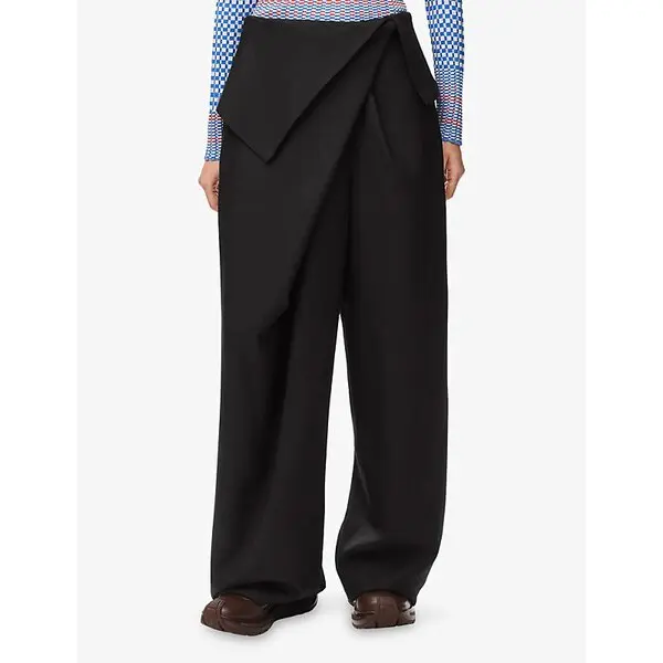 Loewe Draped Wide-leg Wool Trousers
