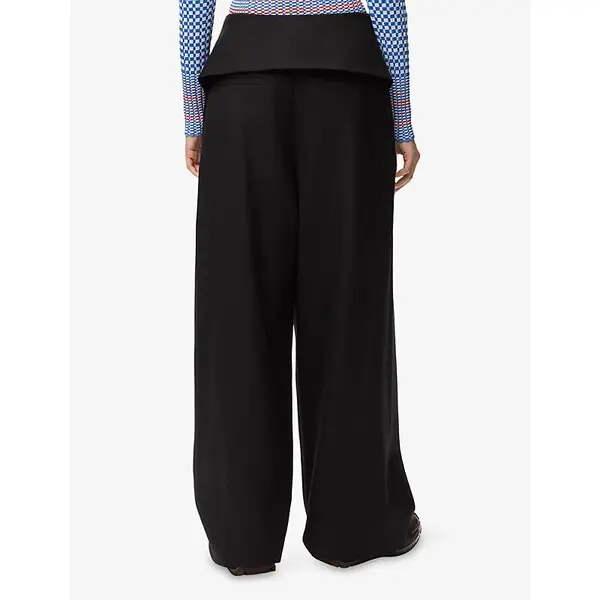Loewe Draped Wide-leg Wool Trousers