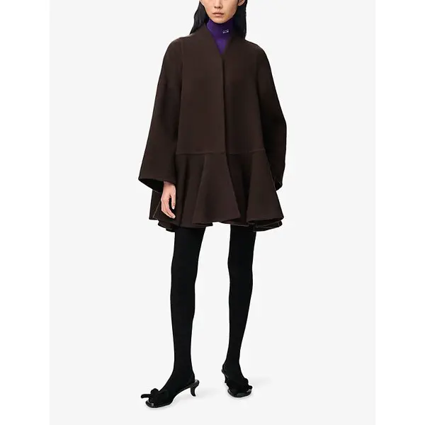 Loewe Short Collarless Wool-cashmere Coat