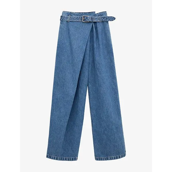 Loewe Draped Belted Denim Jeans - Blue