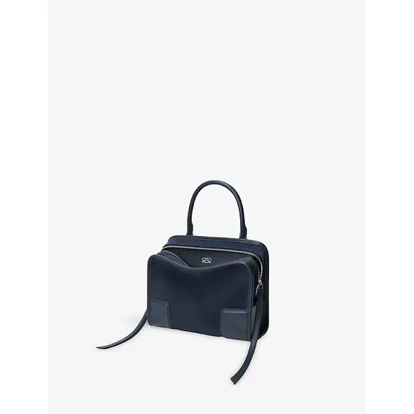 Loewe Amazona 180 Small Suede Top-handle Bag - Deep Navy