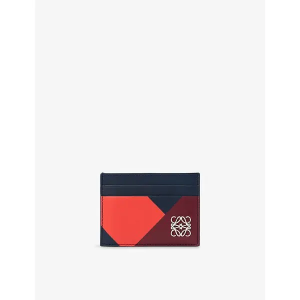 Loewe Anagram Graphic-pattern Leather Card Holder - Multi Deep Navy
