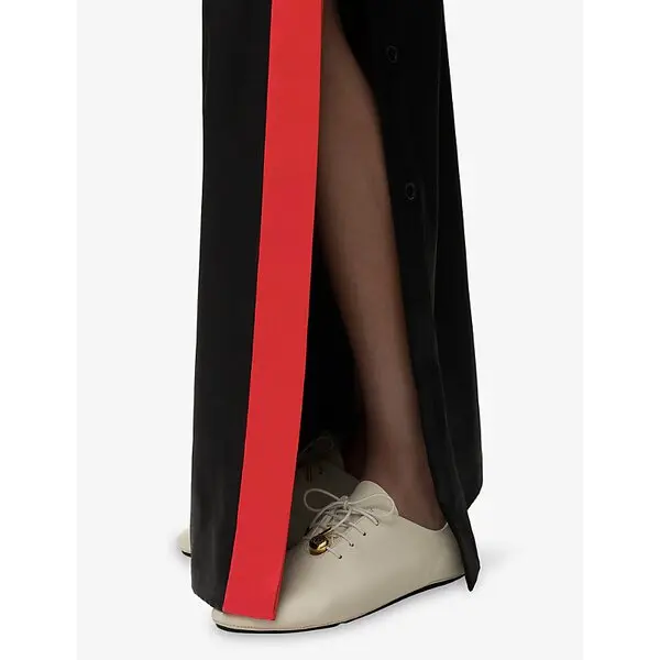 Loewe Contrast-panel Short-sleeve Silk Maxi Dress
