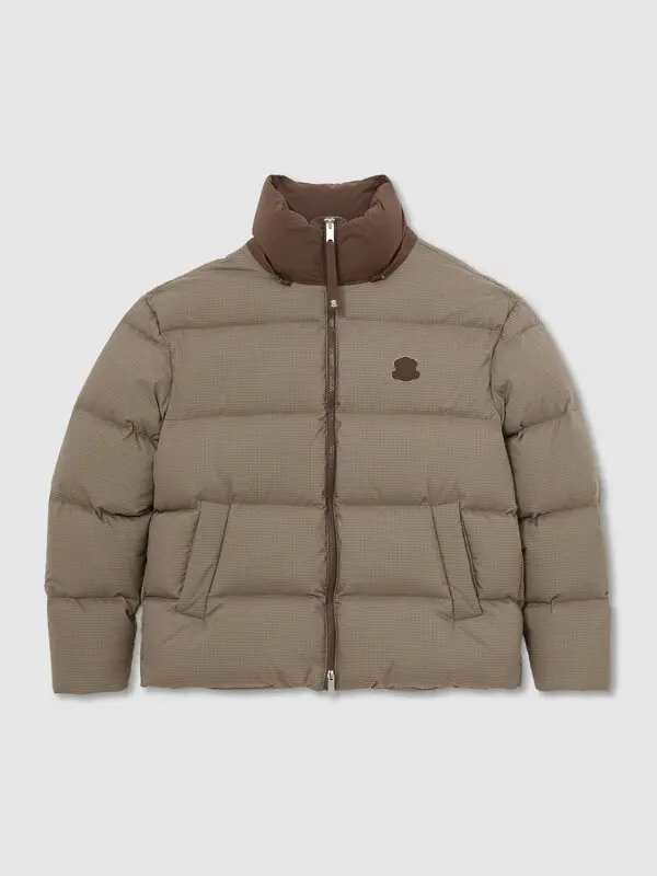 REISS Scott Monogram Check Puffer Jacket With Detachable Hood