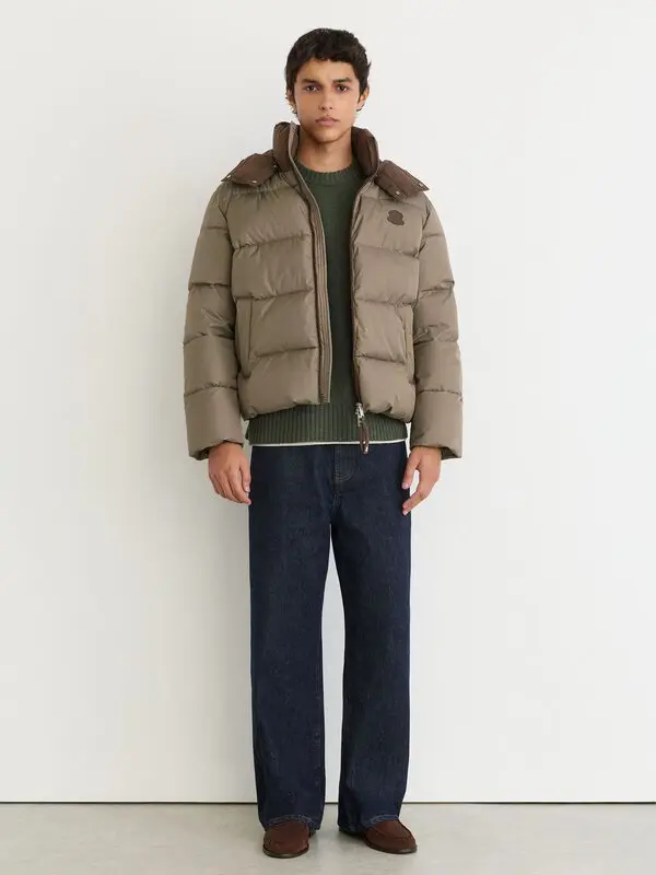 REISS Scott Monogram Check Puffer Jacket With Detachable Hood