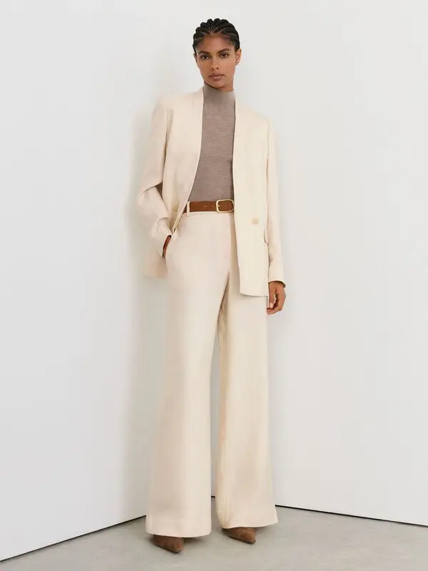 REISS Juniper Jacquard-stripe Wide-leg Trousers