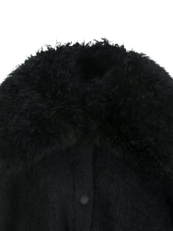Moncler Shearling-collar Fringed-hem Cape