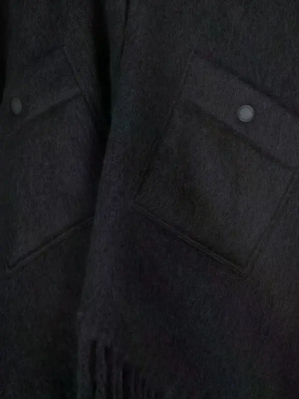 Moncler Shearling-collar Fringed-hem Cape