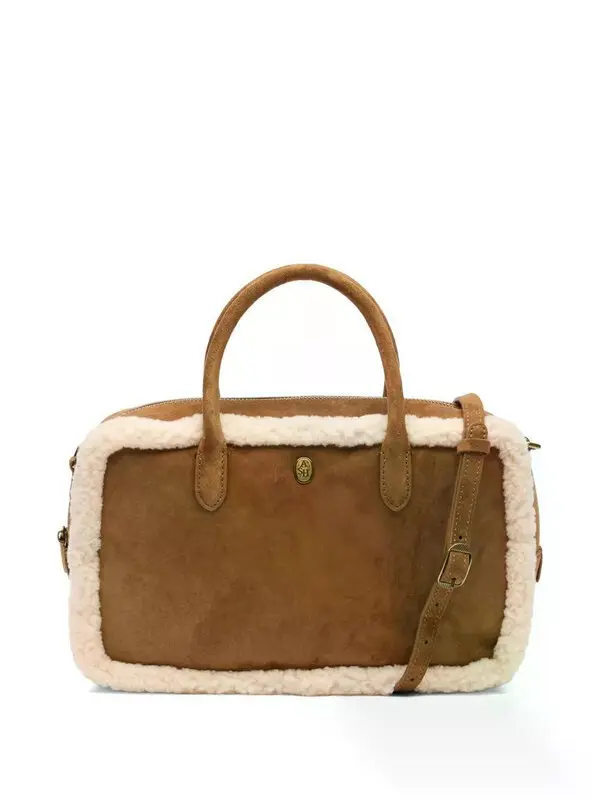 Ash Becca Shearling-trim Suede Tote Bag