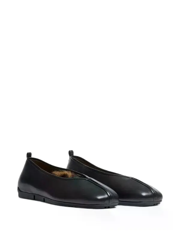 Ash Breeze Fur-lining Studded Leather Ballet Flats
