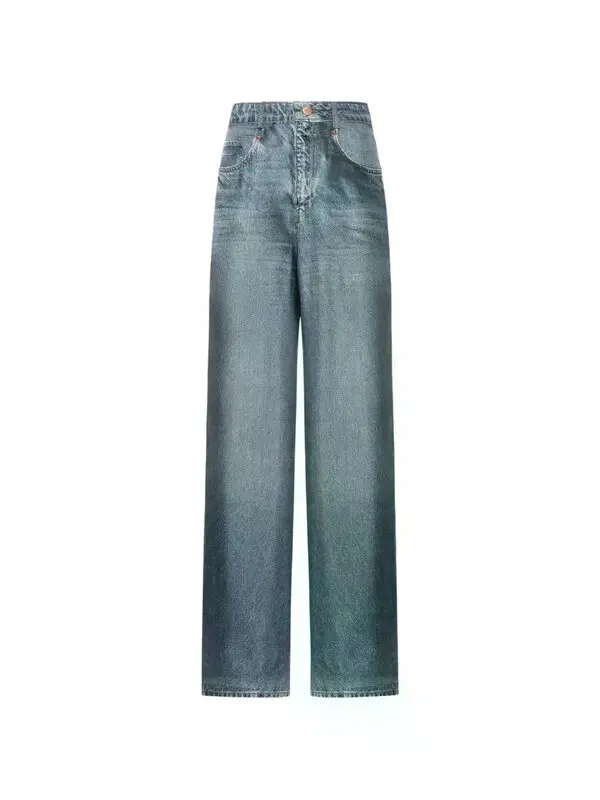 PIERRE-LOUIS MASCIA Aloe Faux-denim Silk Trousers - Blue