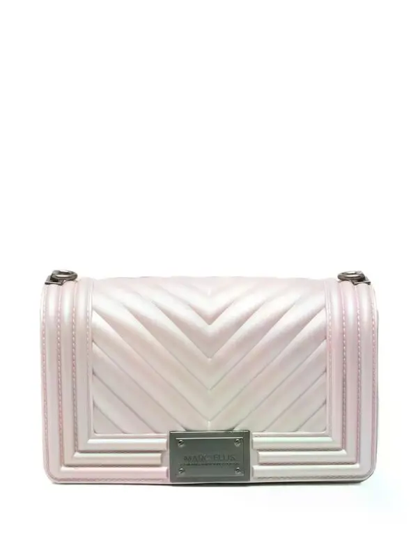 MARC ELLIS Small Flat 27 Chevron-quilted Logo-plaque Shoulder Bag