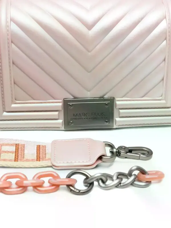 MARC ELLIS Small Flat 27 Chevron-quilted Logo-plaque Shoulder Bag