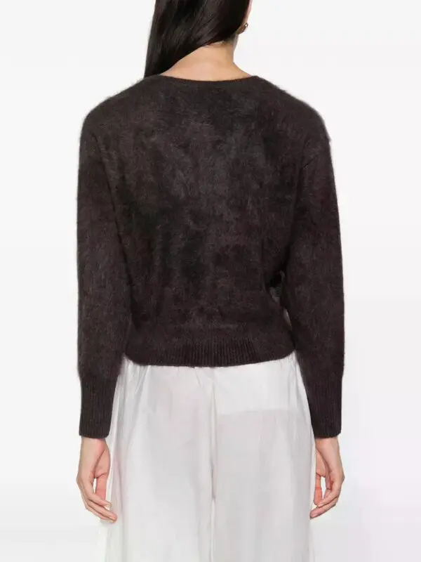 Almada Label Brushed-knit Cardigan - Brown