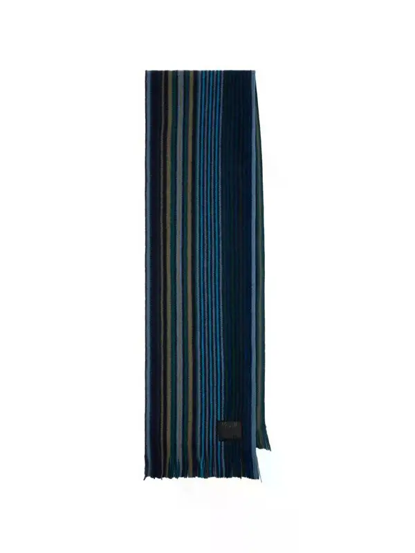 Paul Smith Navy Wool Double-side Stripe Scarf