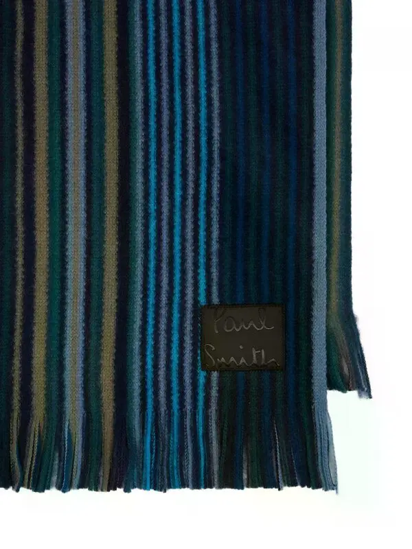 Paul Smith Navy Wool Double-side Stripe Scarf