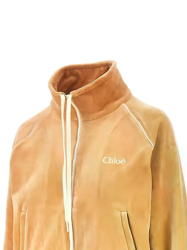 Chloé High-neck Logo Tracksuit Jacket In Velvet