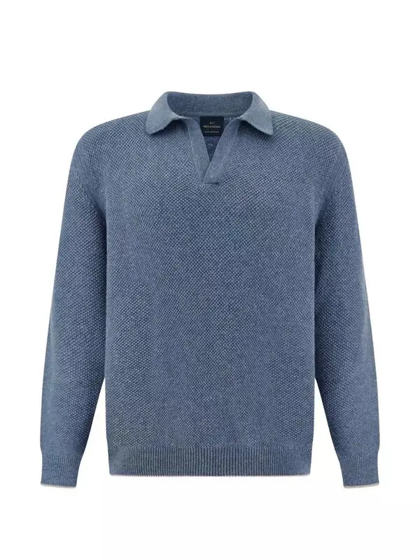 Paul & Shark Open-collar Long-sleeve Knitted T-shirt