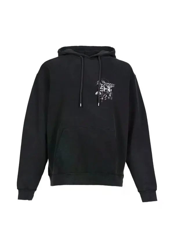 SHT Graphic-print Washed-effect Hoodie