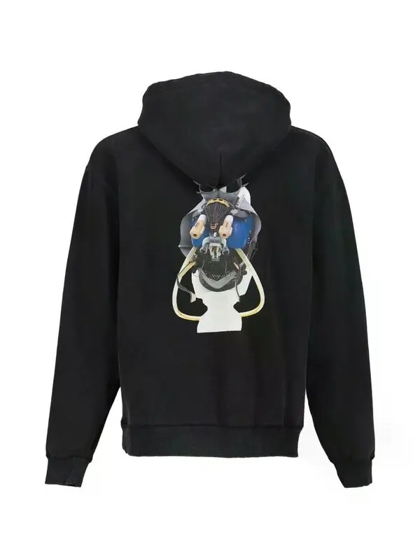 SHT Graphic-print Washed-effect Hoodie