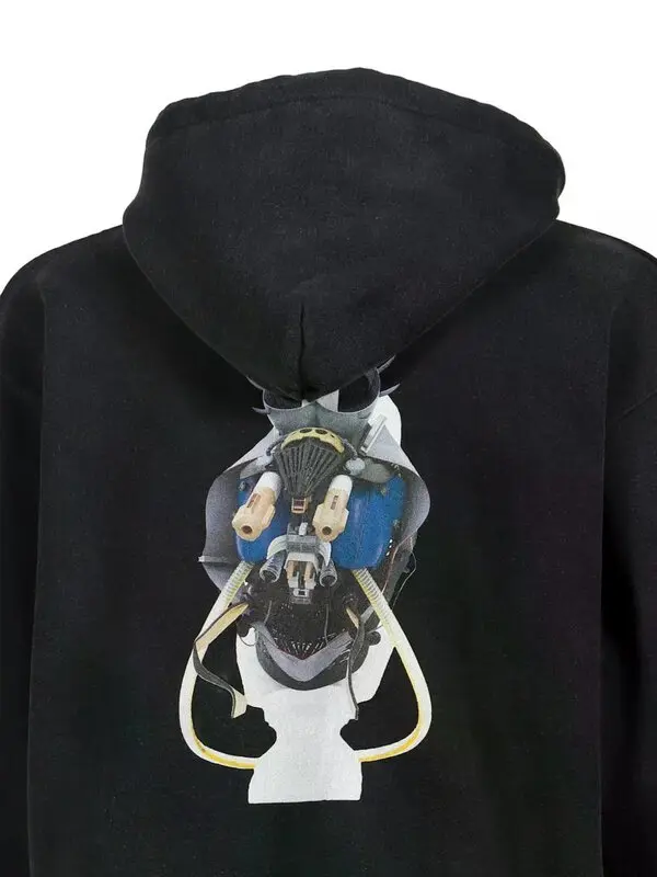 SHT Graphic-print Washed-effect Hoodie