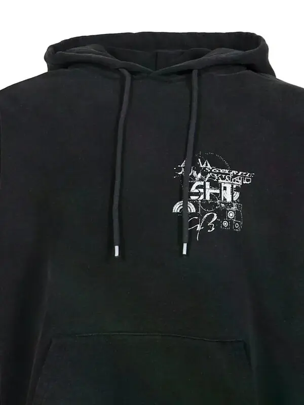 SHT Graphic-print Washed-effect Hoodie