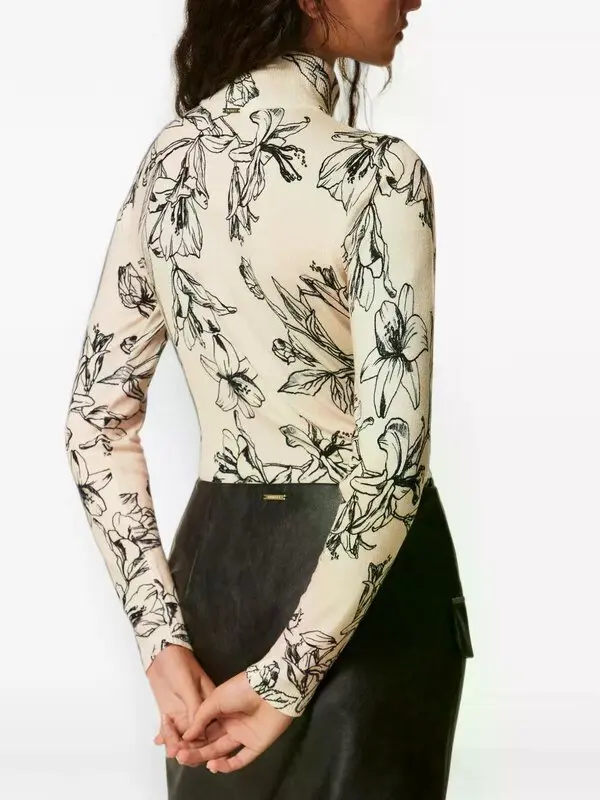 TWINSET Turtleneck Jumper With Floral Print