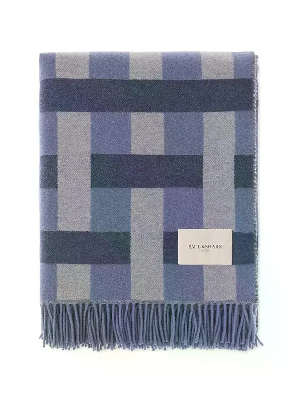 Paul & Shark Geometric-pattern Fringed Scarf - Blue