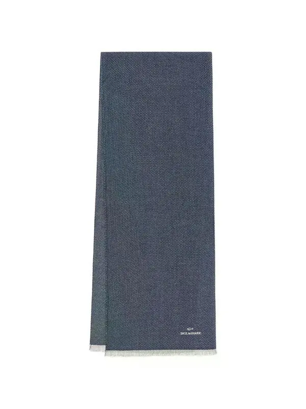Paul & Shark Logo-embroidered Fringed Scarf - Blue