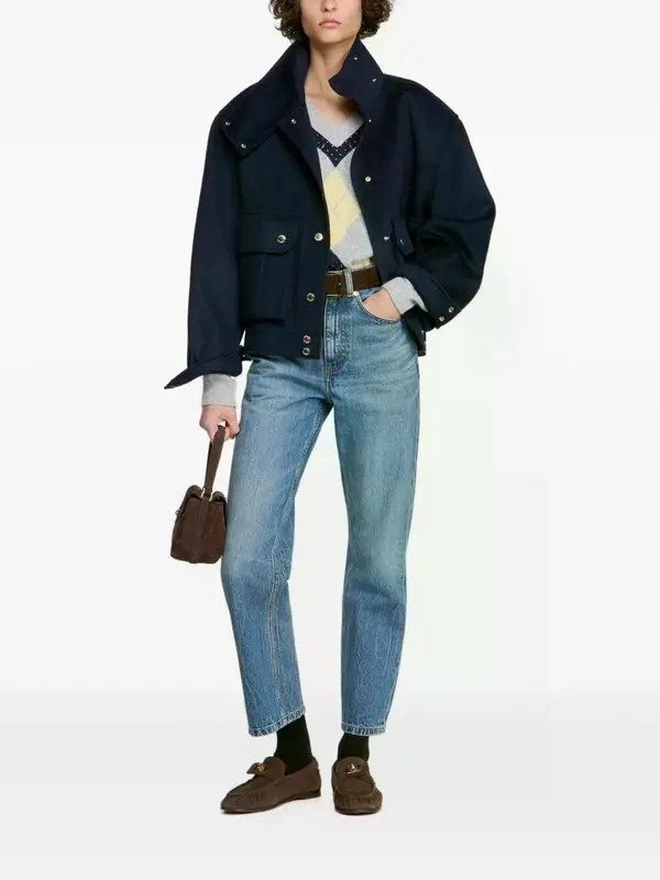 Sandro Argyle-pattern Wool Sweater