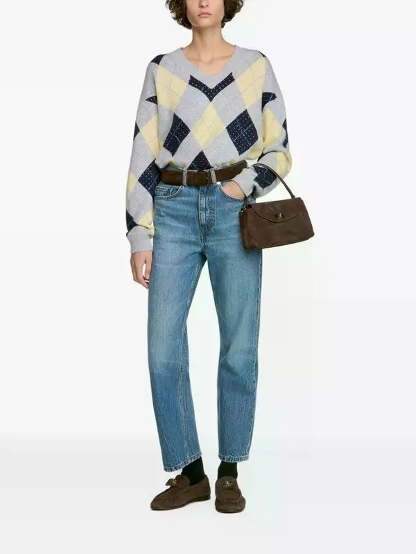 Sandro Argyle-pattern Wool Sweater