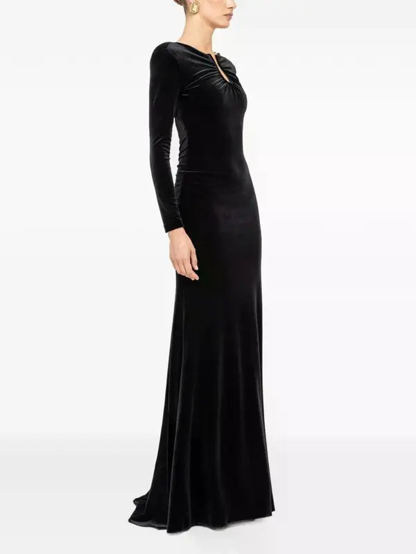 NISSA Velvet Open-back Maxi Dress
