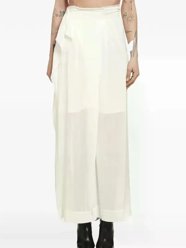 YEHUAFAN Sheer Panelled Wide-leg Trousers