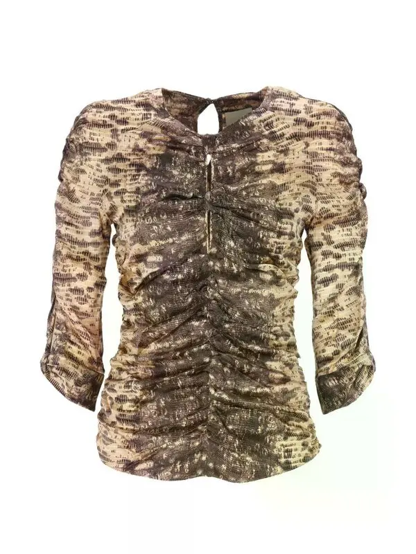 Isabel Marant Étoile Ruched Snakeskin-print Top - Brown