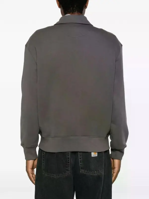 Maison Kitsuné Fox-patch Quarter-zip Sweater - Grey